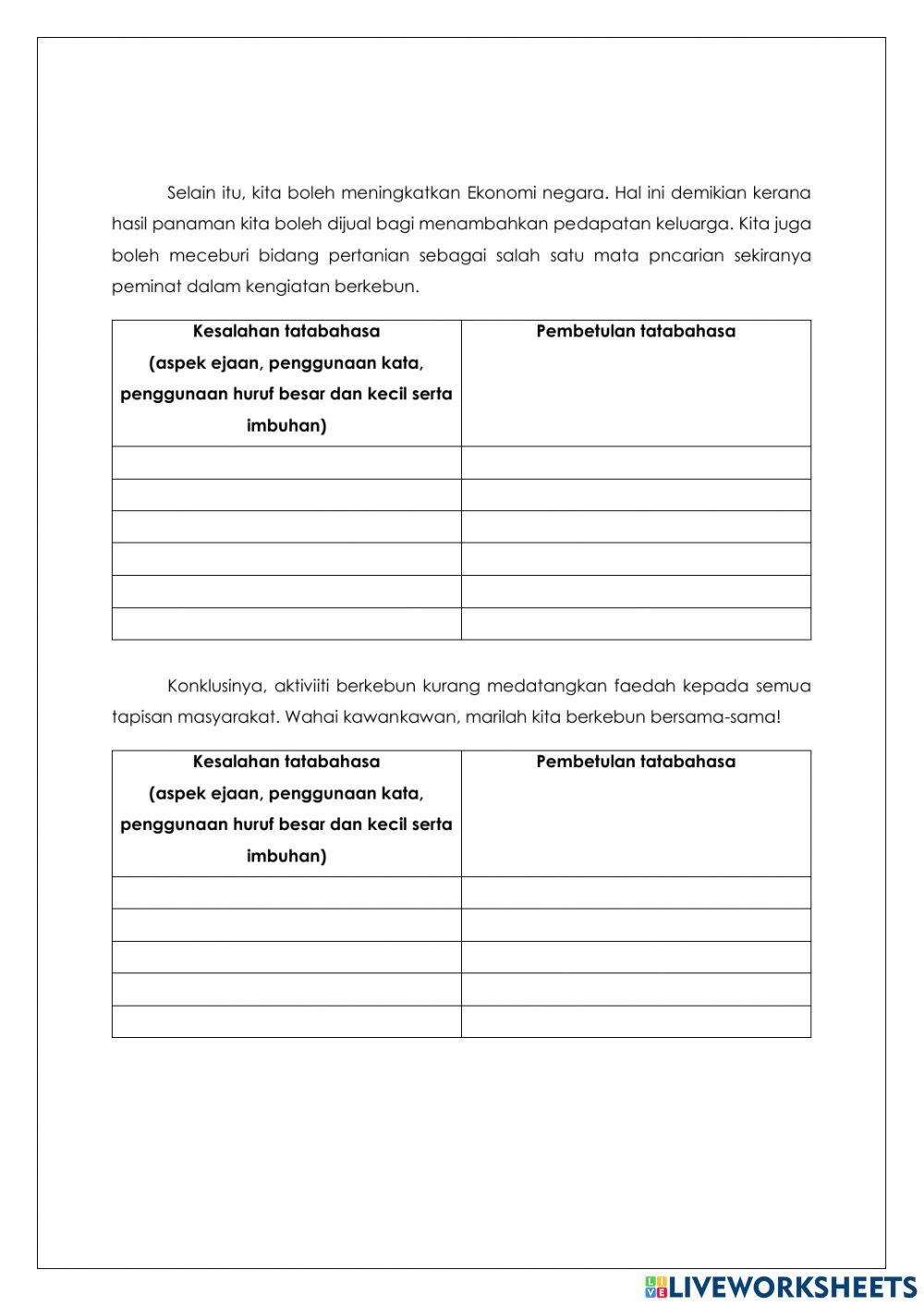 Memurnikan teks | Free Interactive Worksheets | 1519018