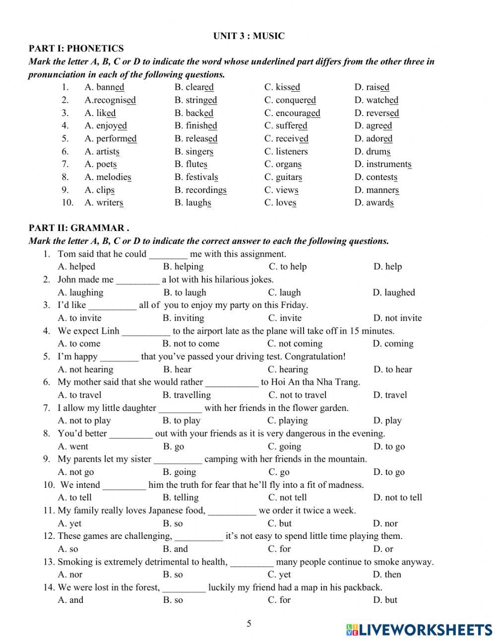 English 10 unit 3 worksheet | Live Worksheets