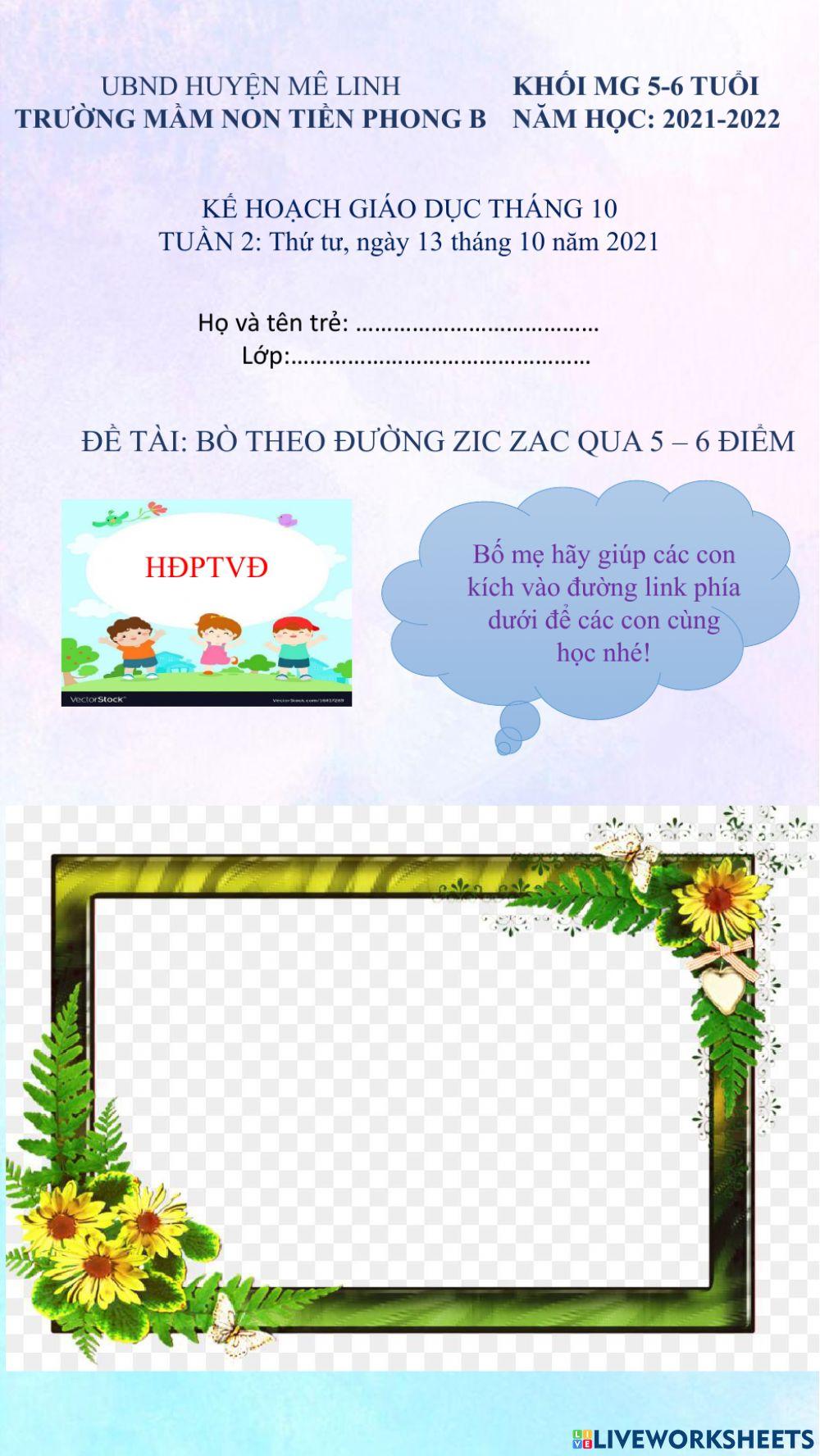 Bò theo đường zic zac qua 5 - 6 điểm online exercise for | Live Worksheets