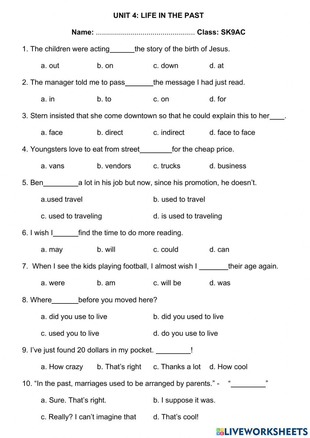 English 9 | Free Interactive Worksheets | 1520235