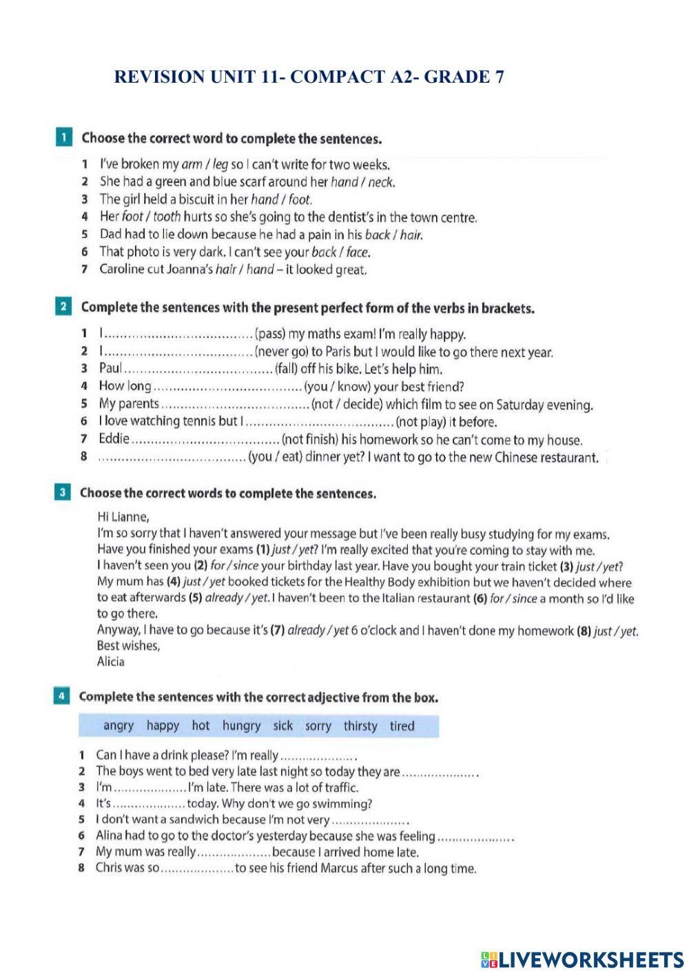 Unit 11-revision compact a2 1520512 | Vũ Nhật Anh | Live