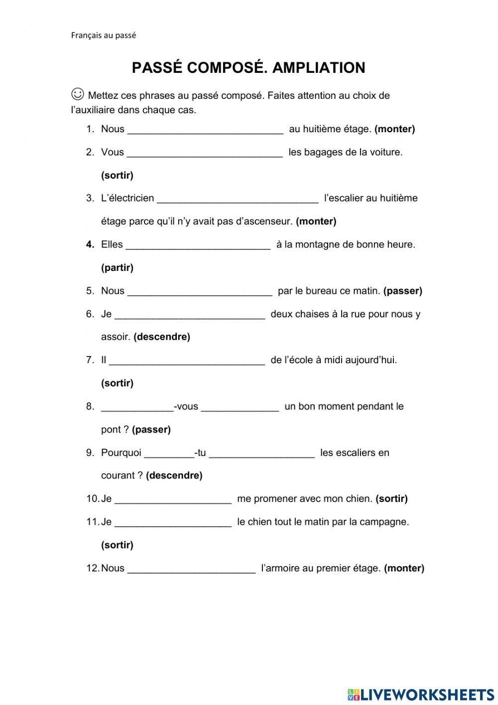 Passé composé é… | Free Interactive Worksheets | 1520659