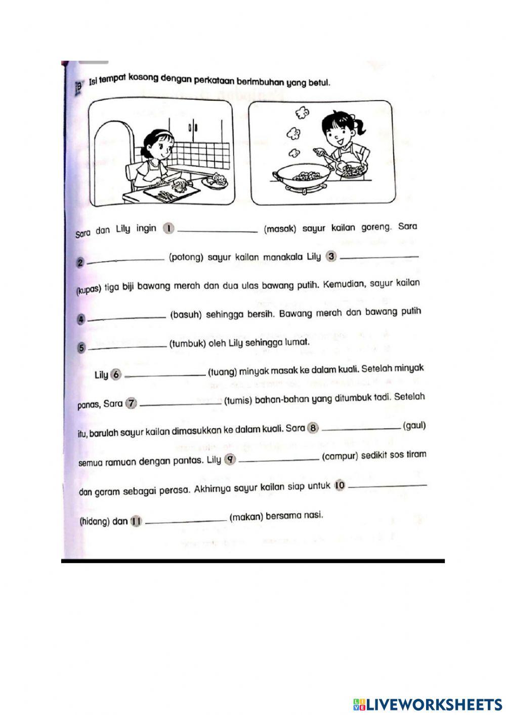 Imbuhan awalan exercise for TAHUN 3 | Live Worksheets