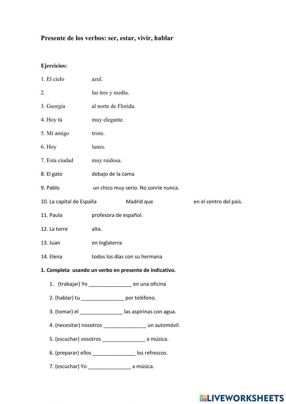 Verbos Regulares En Presente Activity Live Worksheets - NBKomputer