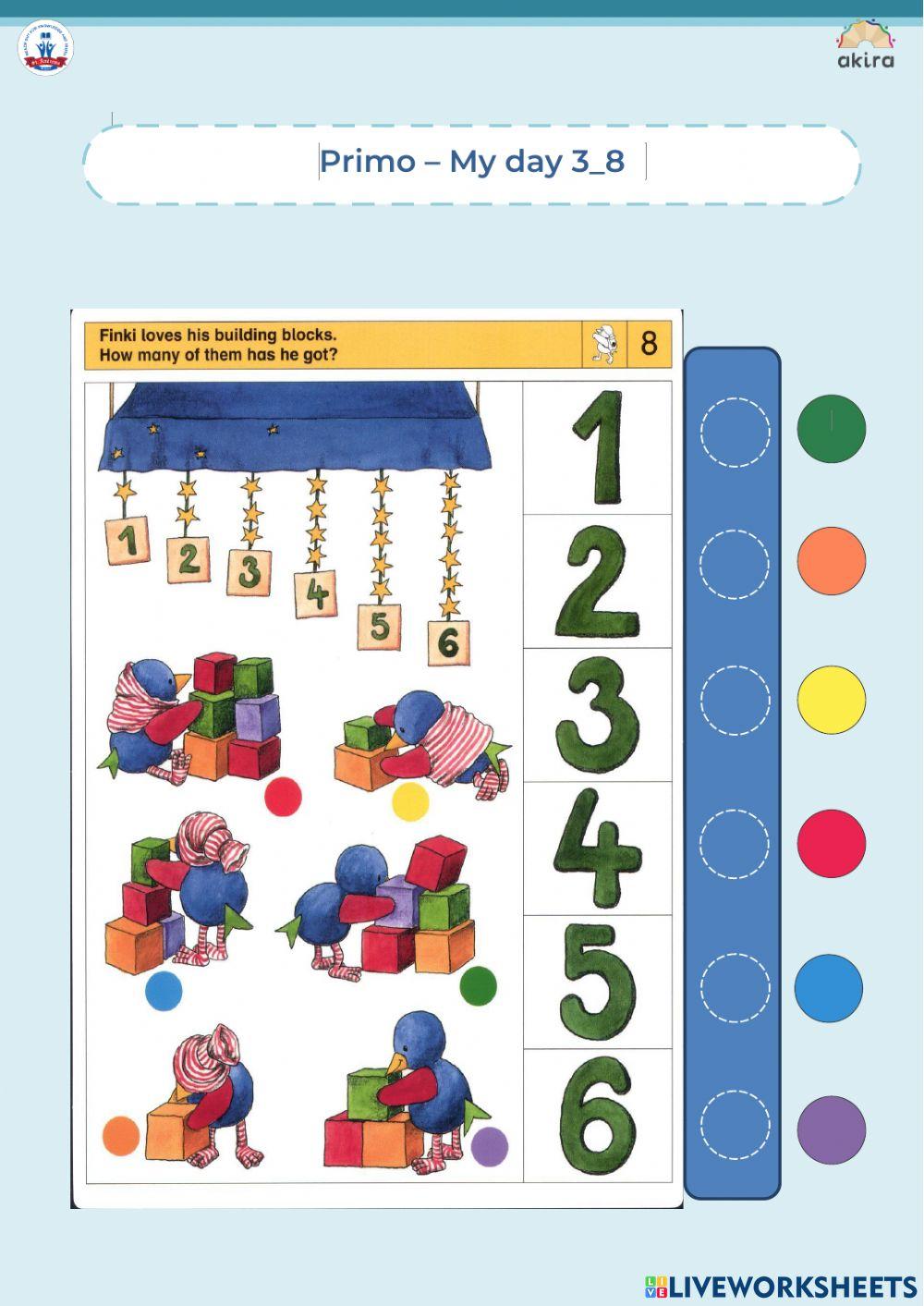 Primo-My day 3-8 online exercise for | Live Worksheets