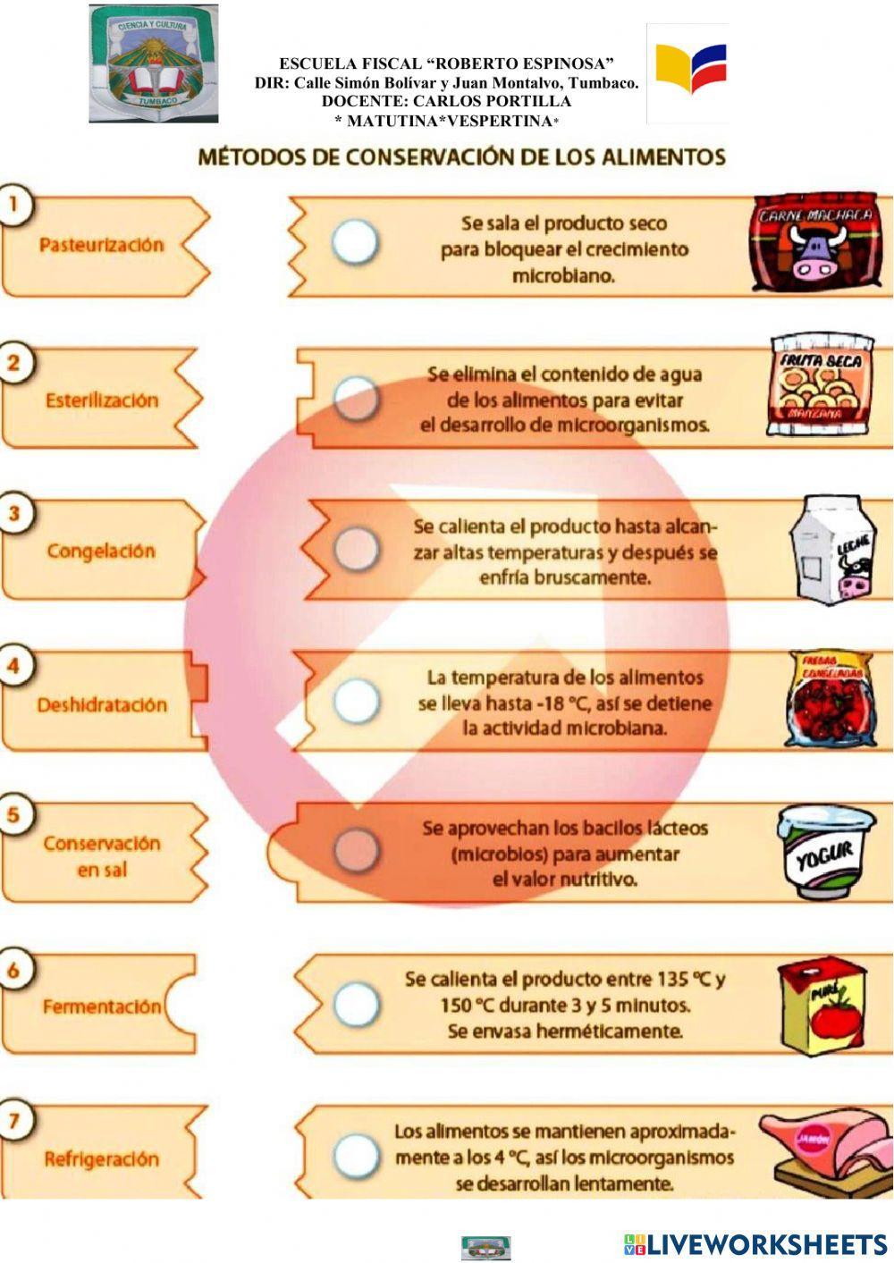 Conservación de los alimentos activity | Live Worksheets