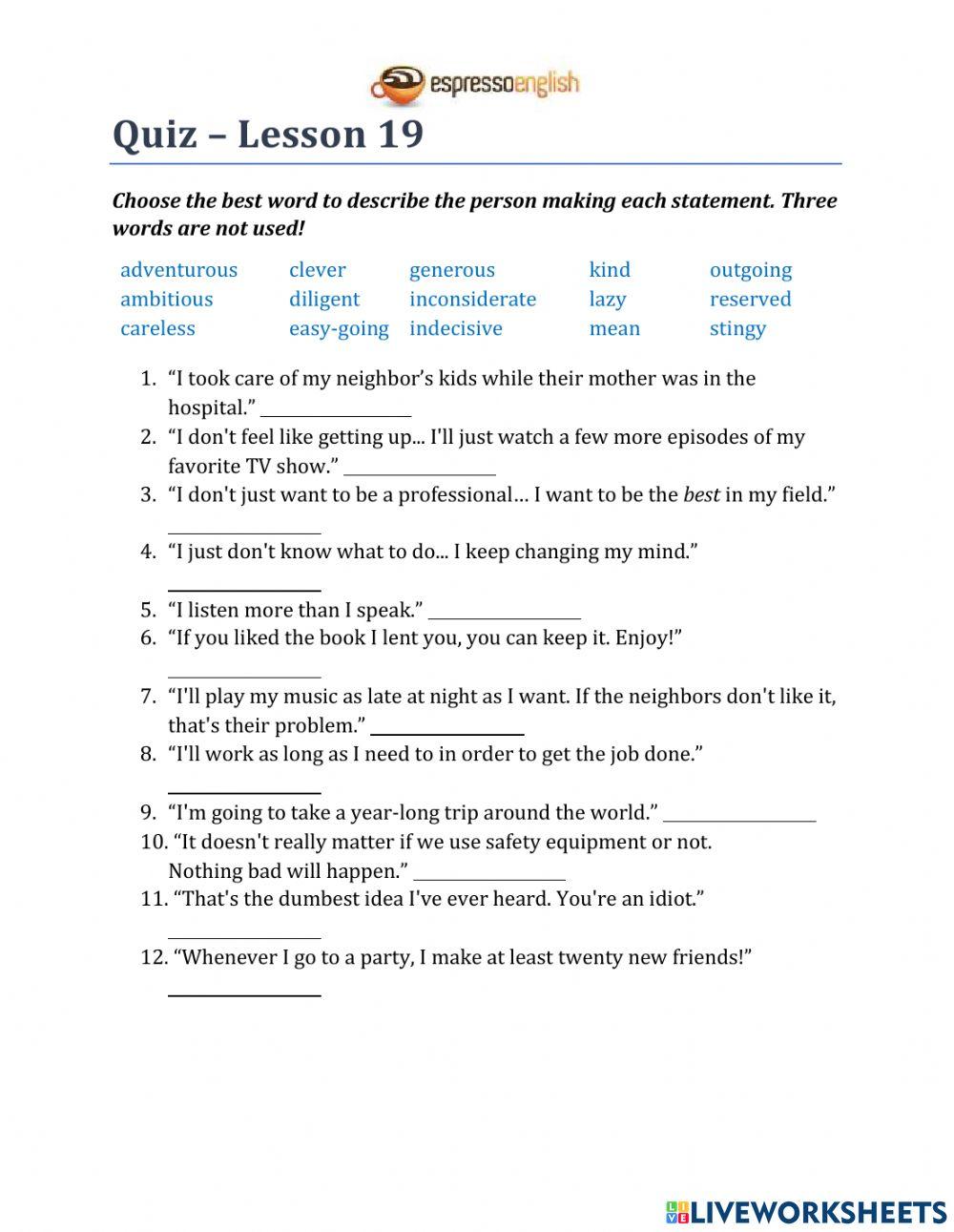 MARIA ALEXANDRA PESANTEZ CABRERA | QUIZ - LESSON 19