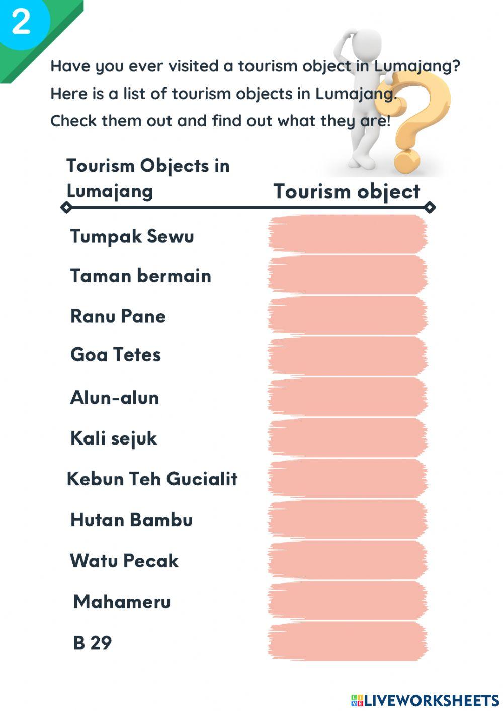Tourism Object | Free Interactive Worksheets | 1521335