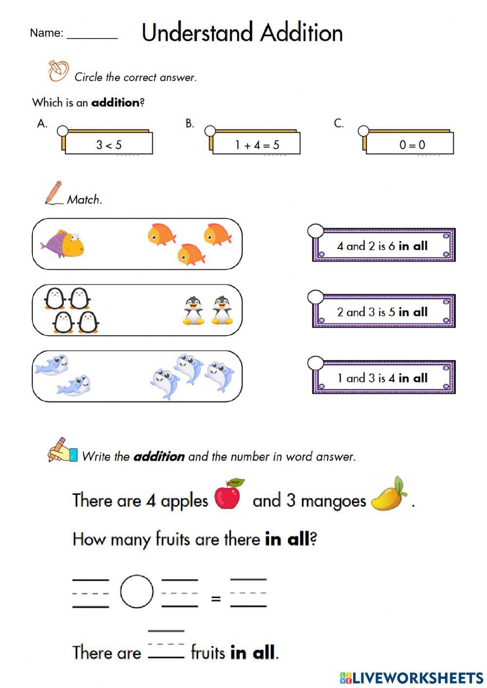 G1 addition | Free Interactive Worksheets | 1521278