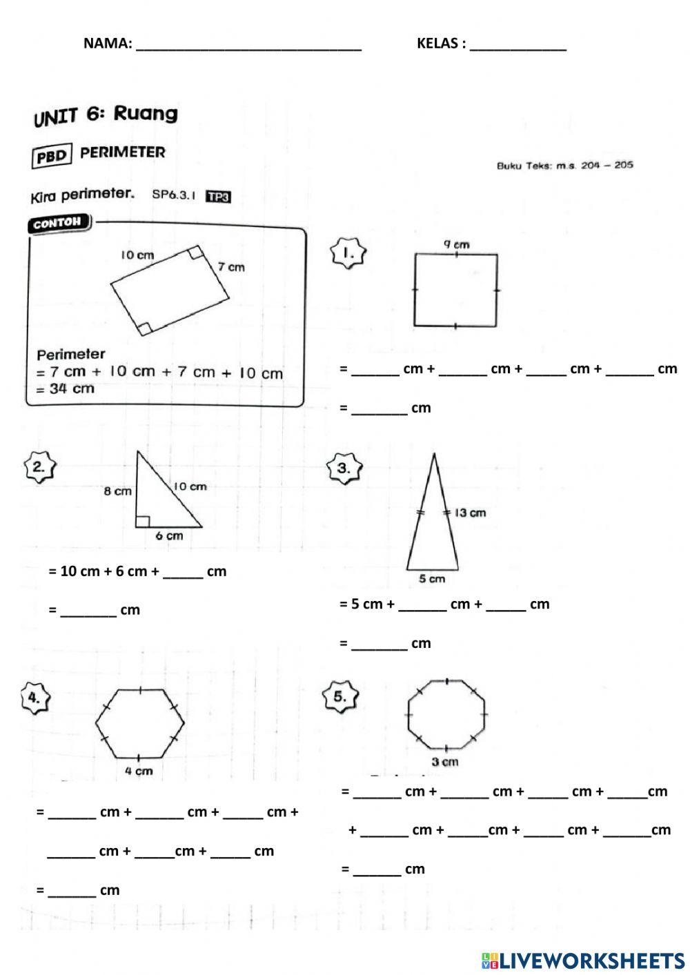 Perimeter Matem… | Free Interactive Worksheets | 5205351