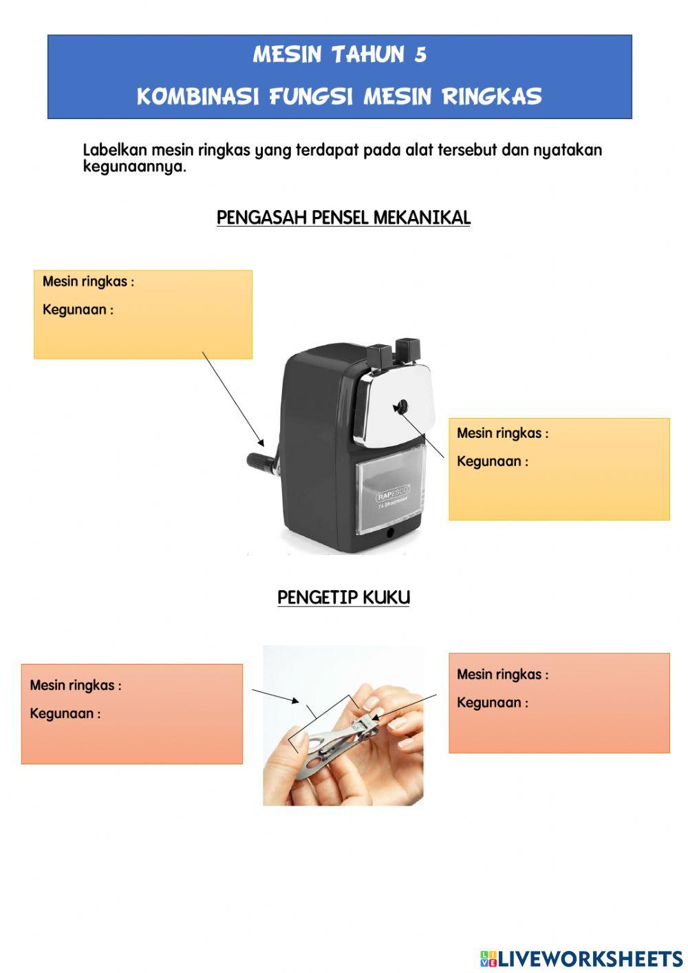 Kombinasi fungsi mesin ringkas worksheet | Live Worksheets