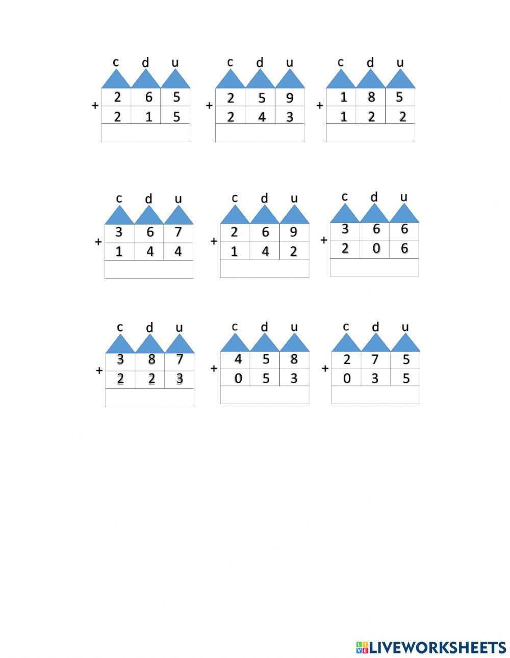 Sumas con llevadas interactive exercise for 3° | Live Worksheets