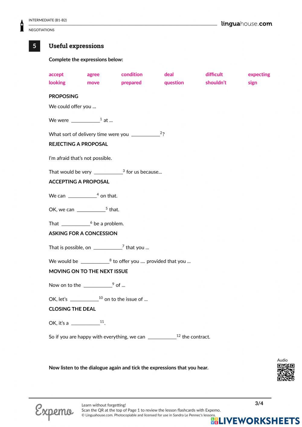 Negotiations Linguaskill online exercise for | Live Worksheets