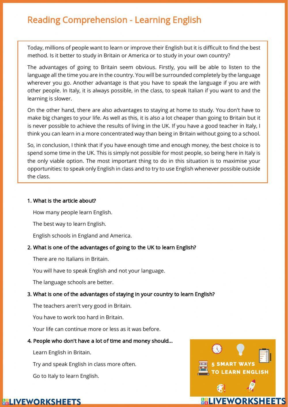 Reading PET exercise | Live Worksheets