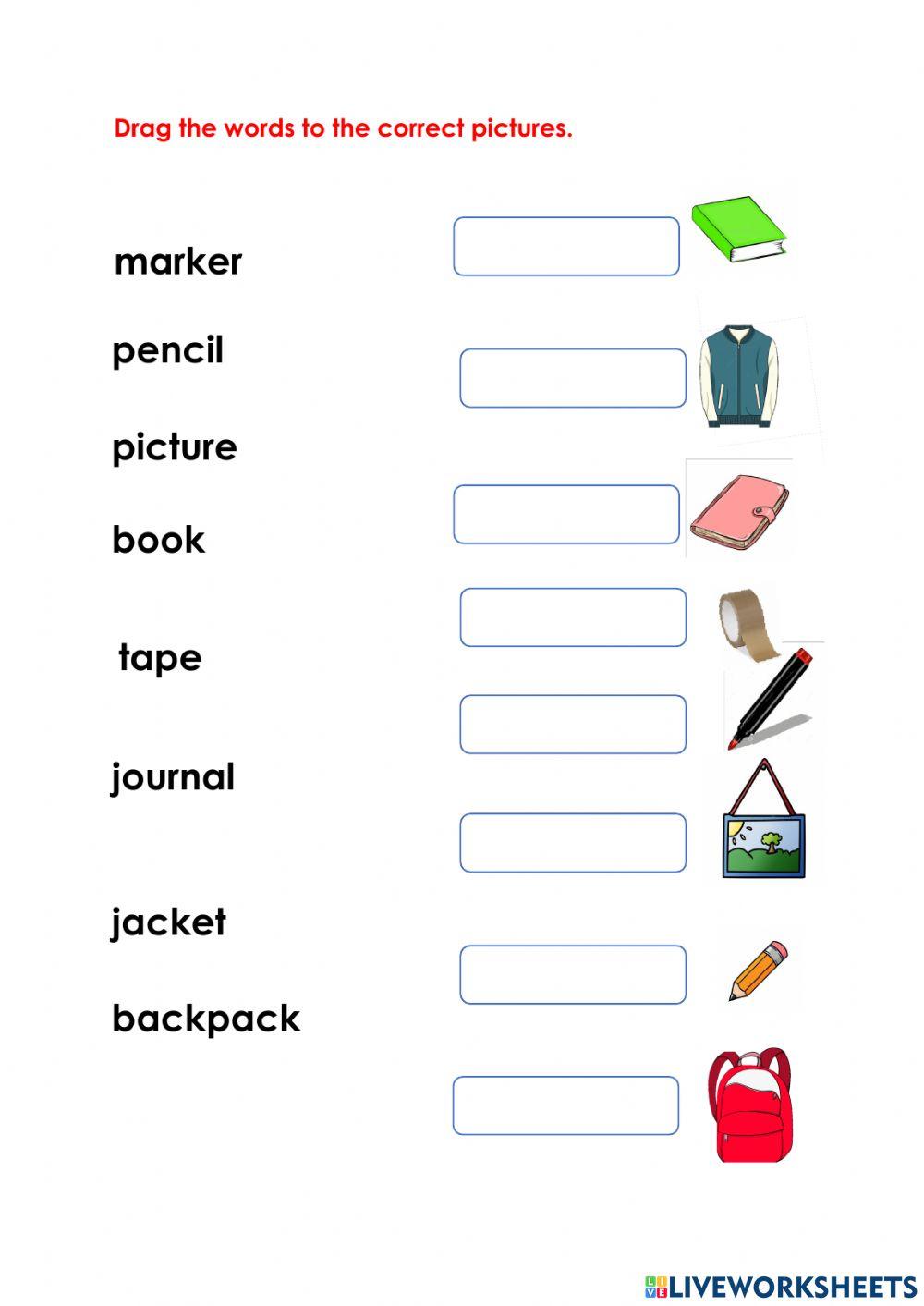 Classroom Objects 2 online activity | Live Worksheets