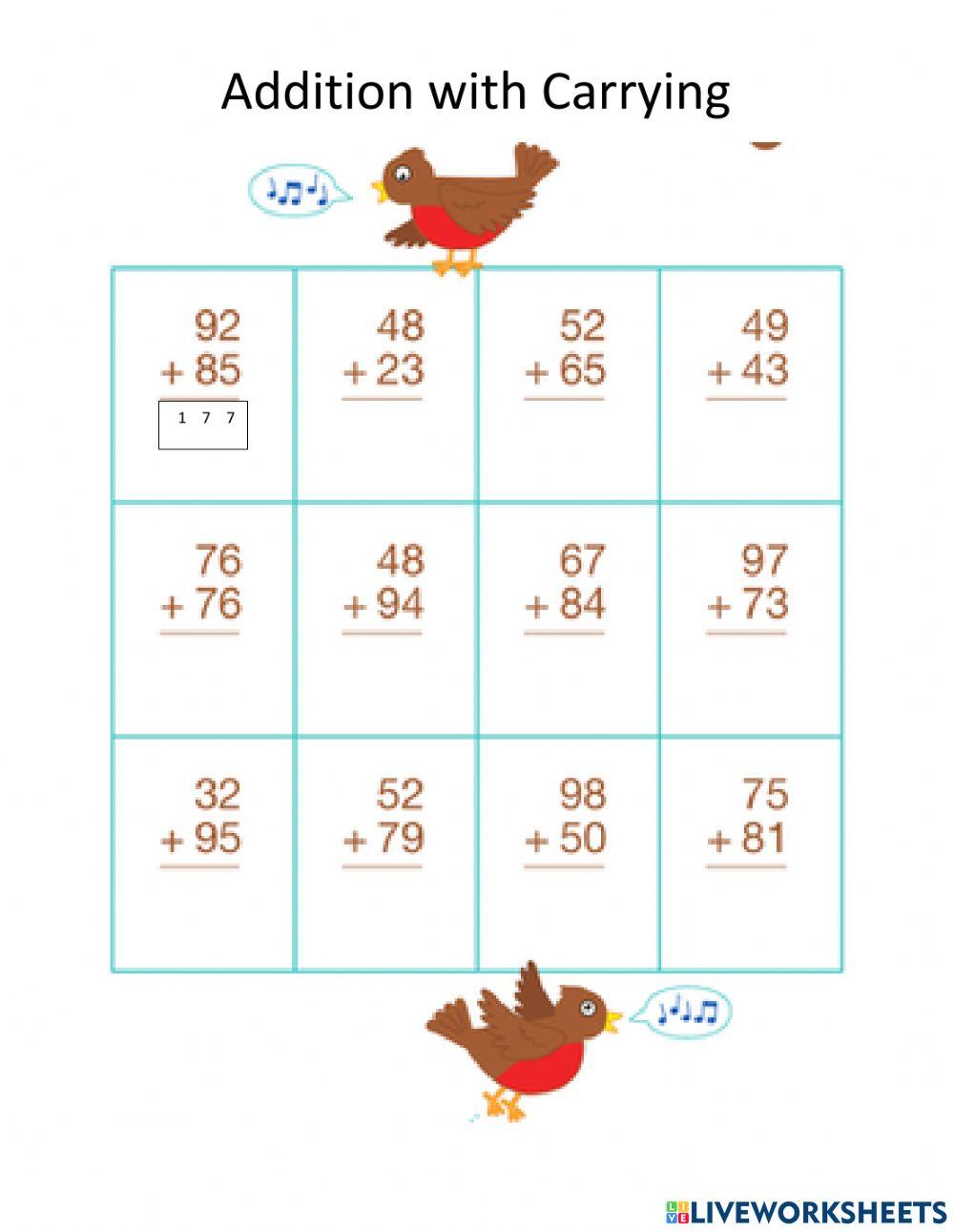 Add with carring 4083837 | prithabose | Live Worksheets