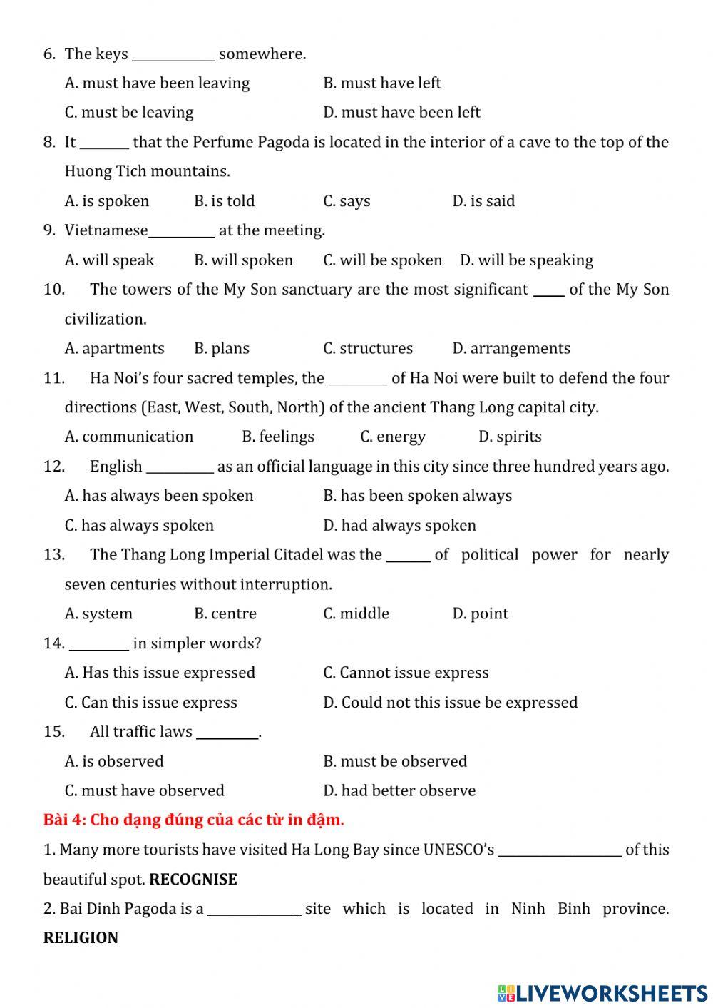 U5 l2 bt unit 9a worksheet | Live Worksheets