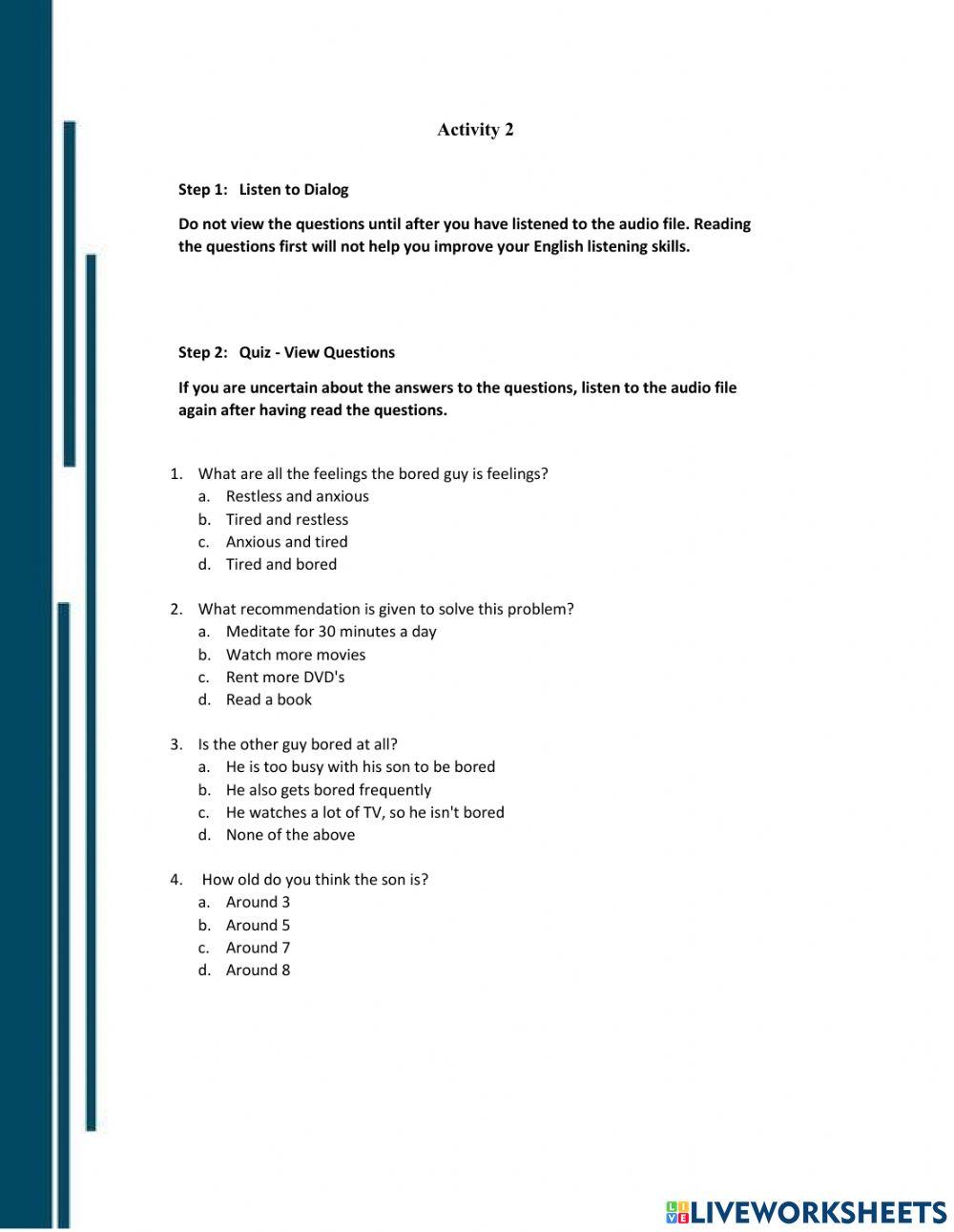 Listening-Practice worksheet | Live Worksheets