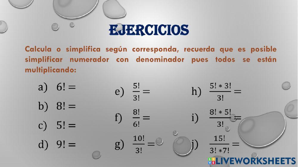 1523254 | Factoriales | daniloolivares | LiveWorksheets