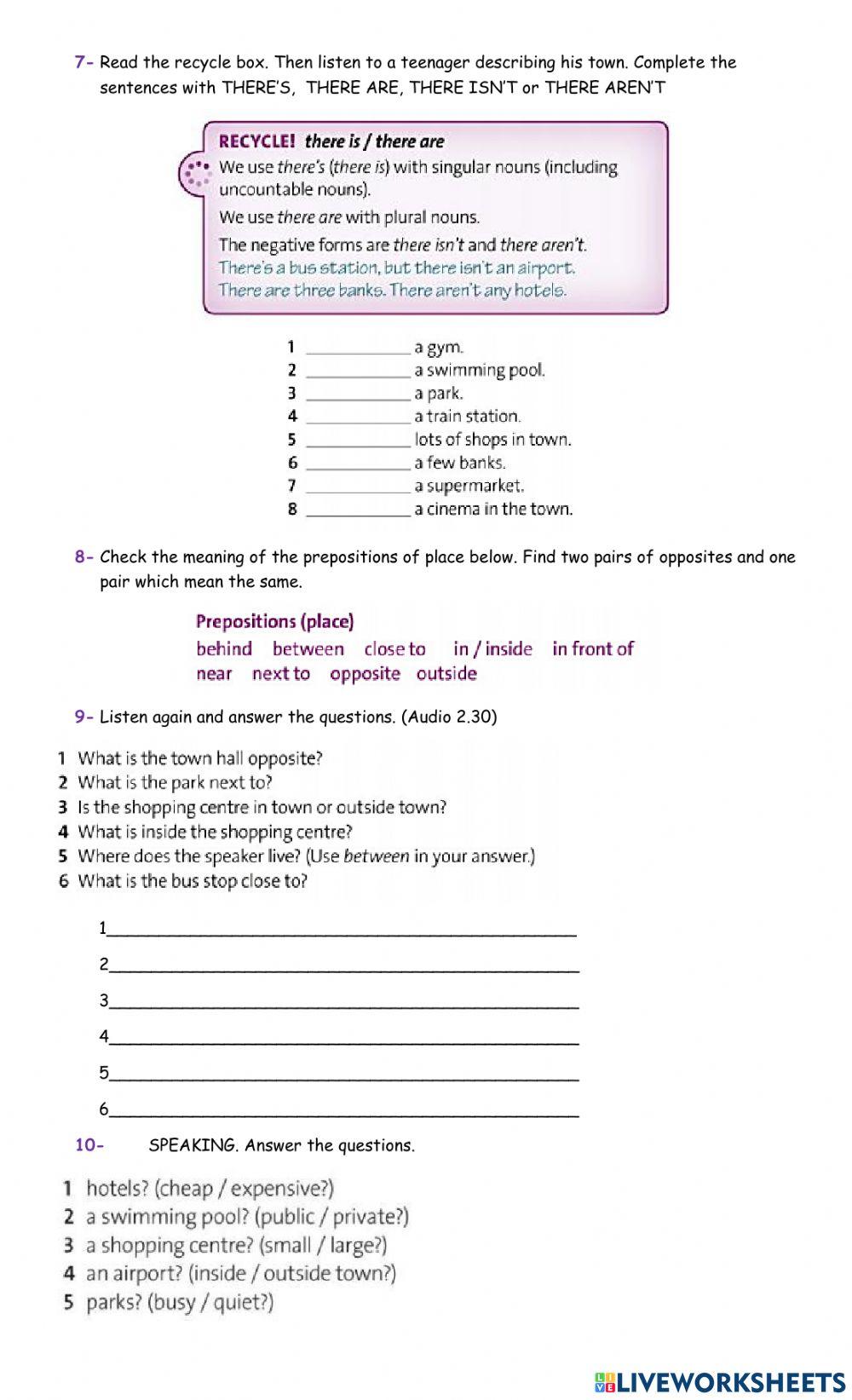 Places online exercise for elementary | Live Worksheets