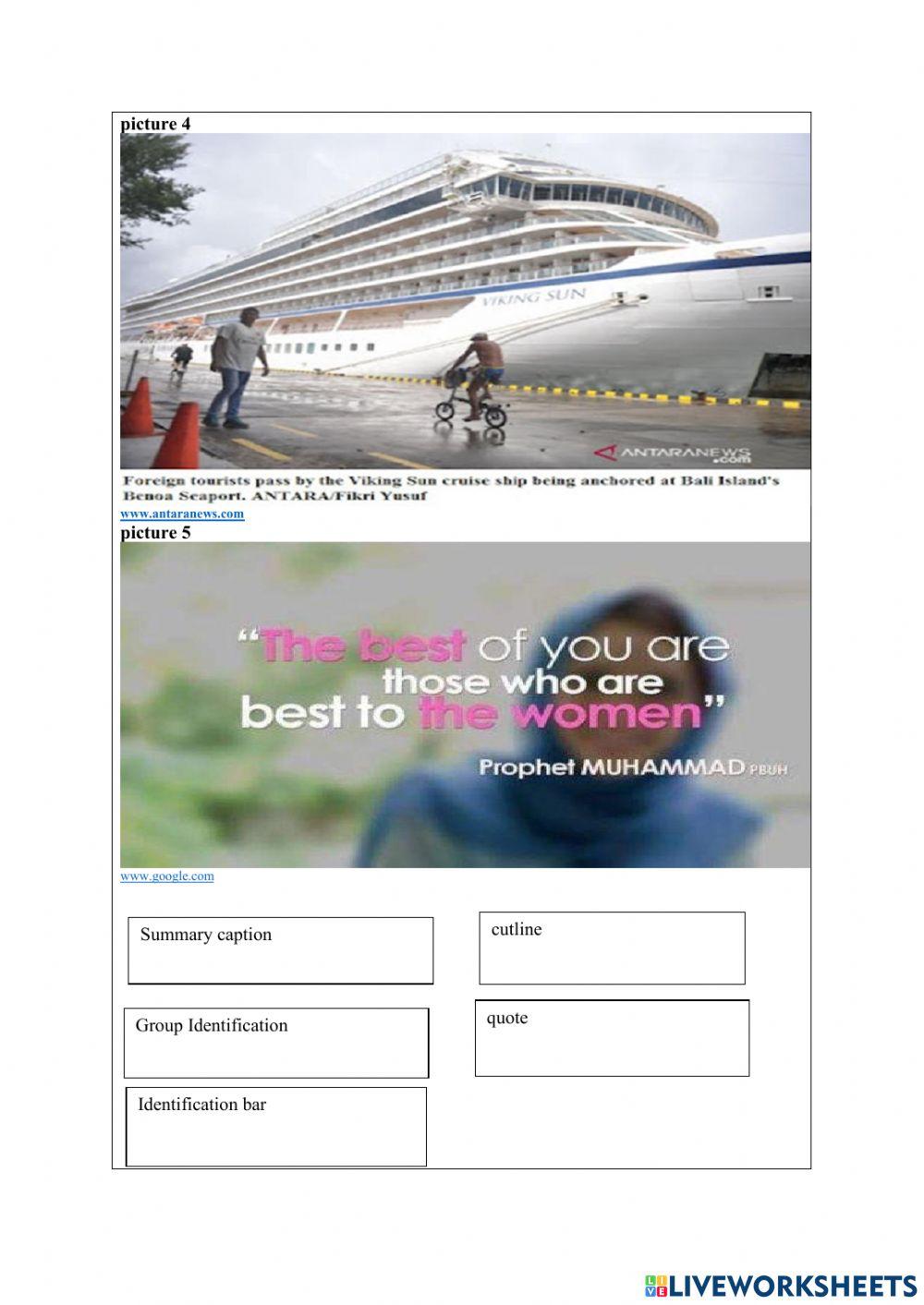 Drag and drop caption text types worksheet | Live Worksheets