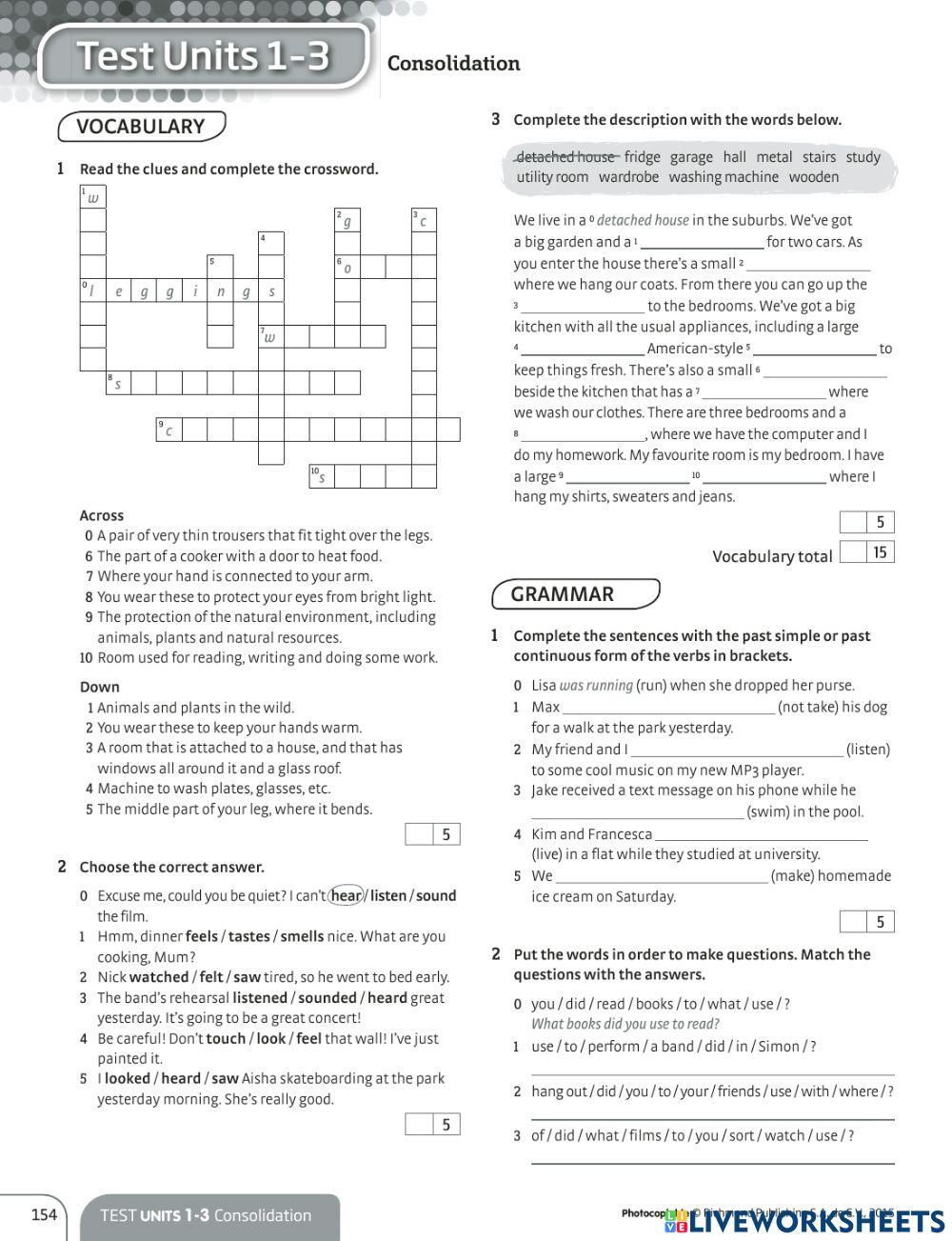 REVIEW UNITS 1-3 ACHIEVERS B1 online exercise for | Live Worksheets