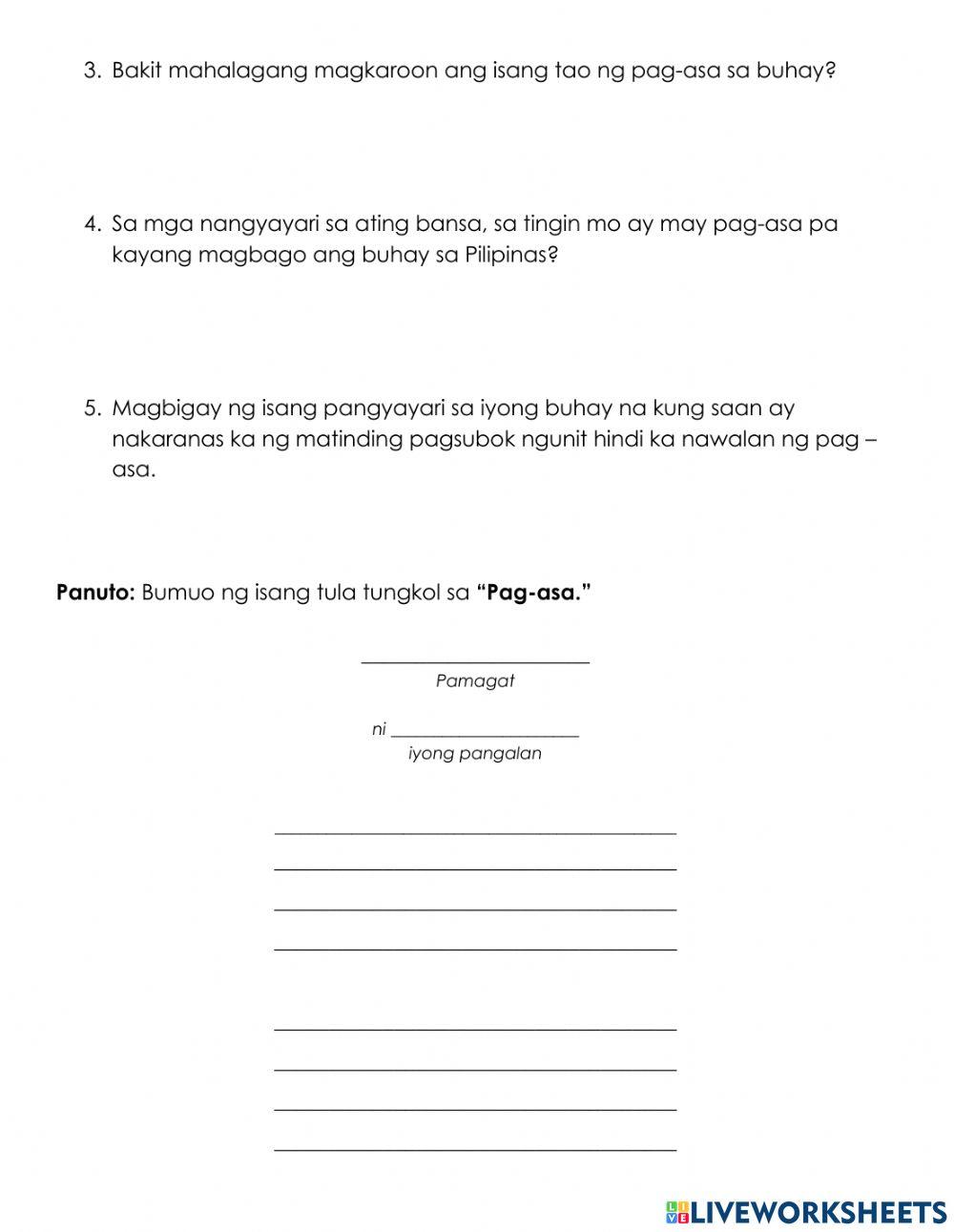 PAG - ASA 6 online exercise for | Live Worksheets