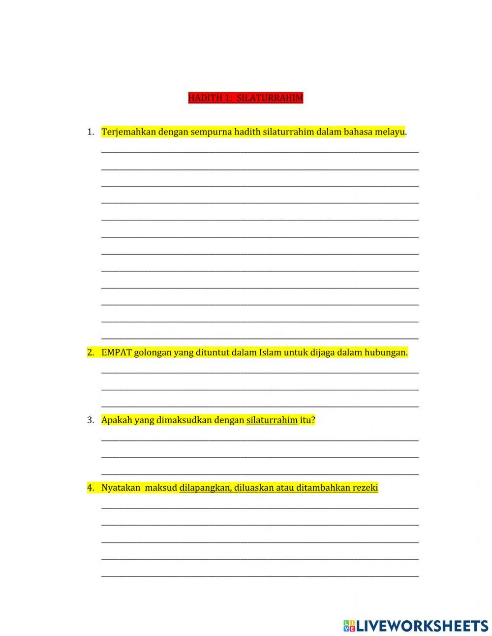 Silaturrahim worksheet | Live Worksheets