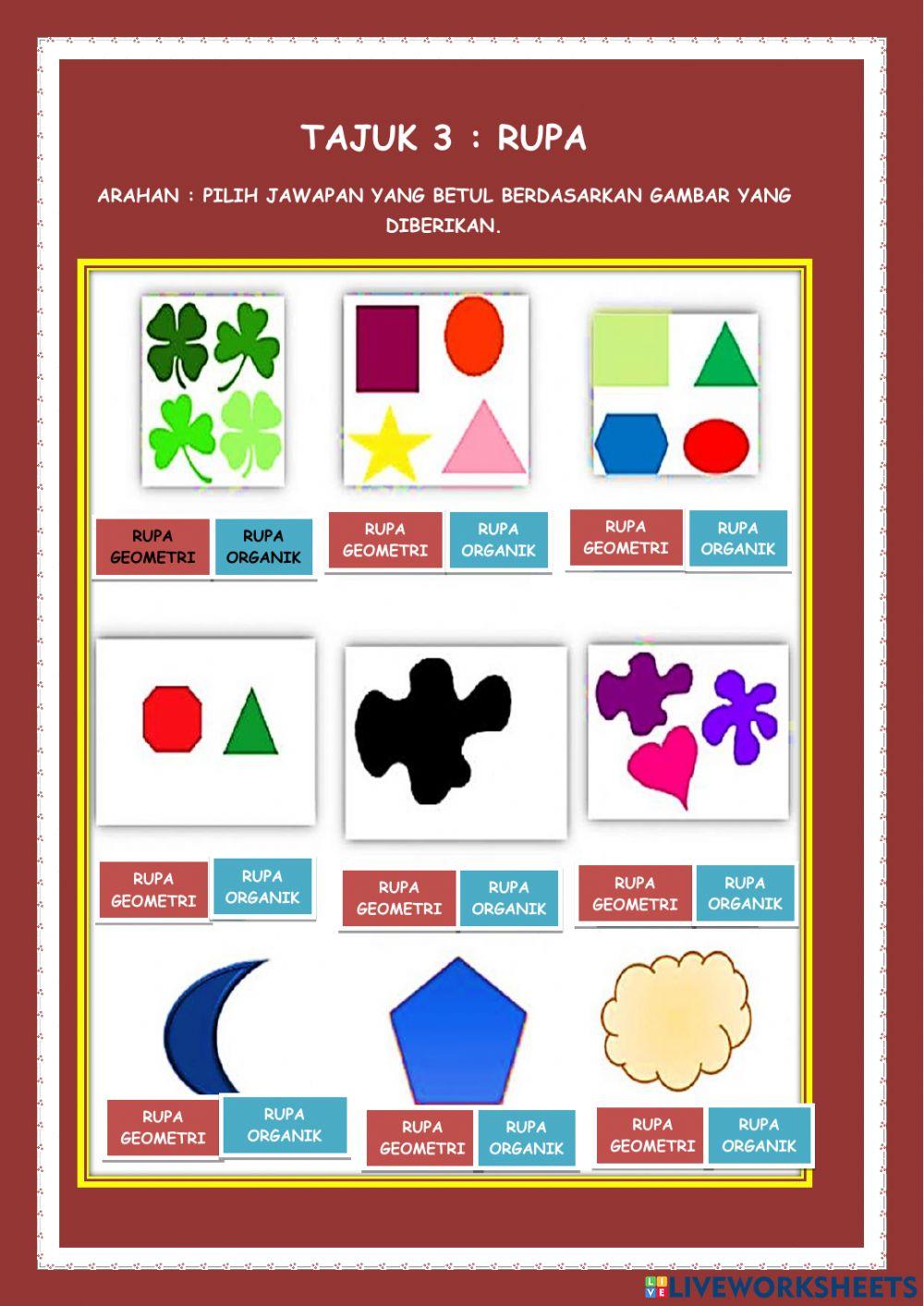 Pendidikan seni visual online pdf activity for 1 | Live Worksheets