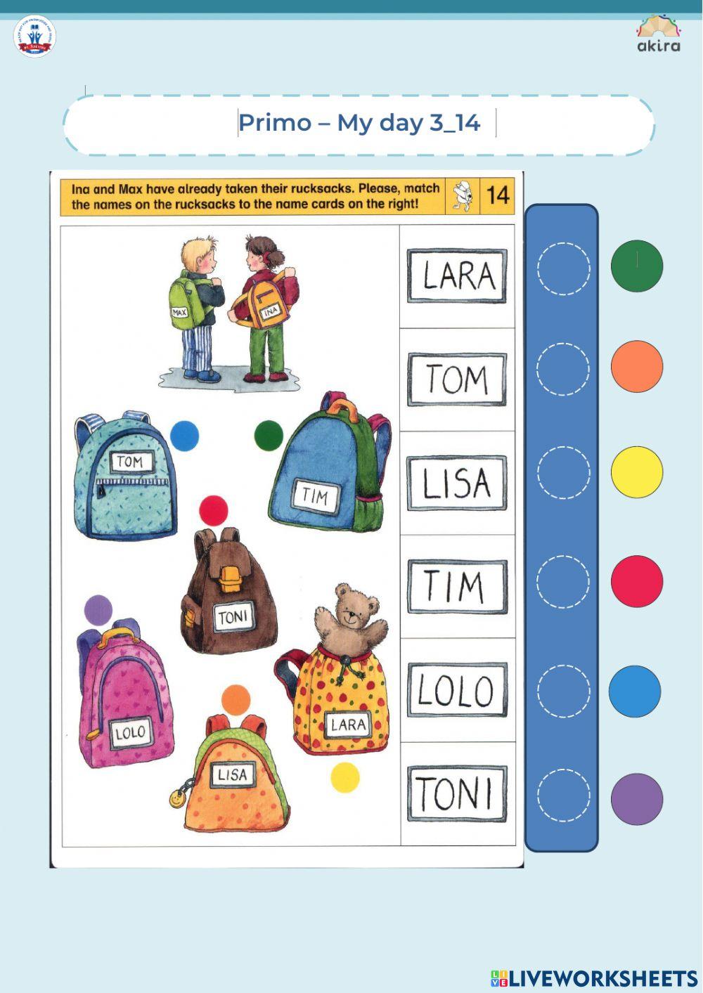 Primo-My day 3-14 online exercise for | Live Worksheets