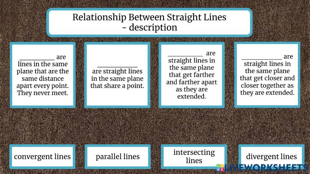 Relationship Between Straight Lines - with description worksheet | Live ...
