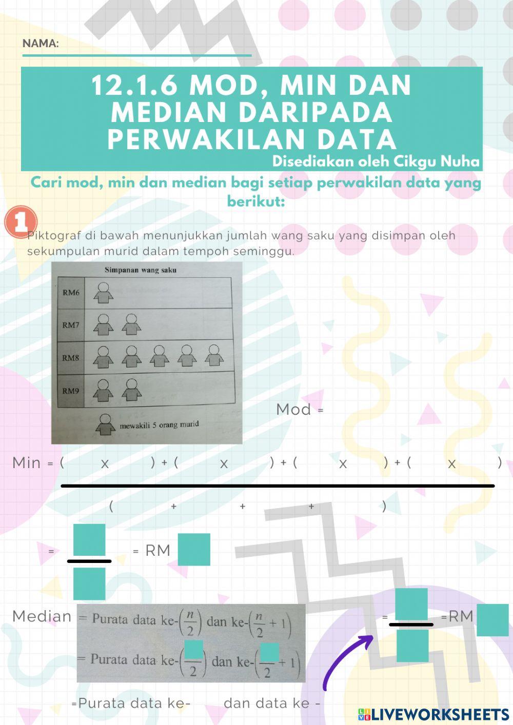 12.1.6 Mod, min… | Free Interactive Worksheets | 1524777