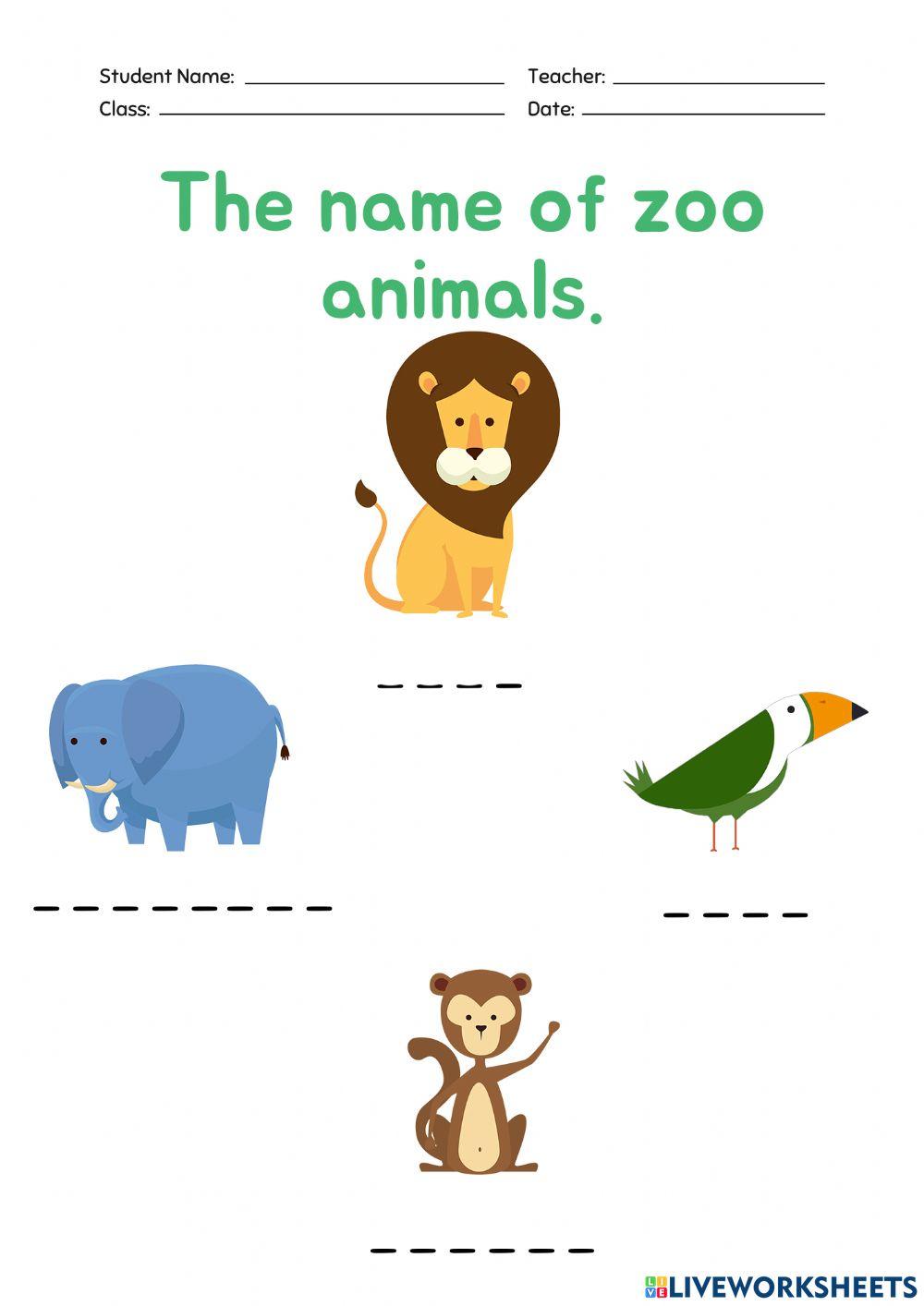 At the zoo activity for 3 | Live Worksheets