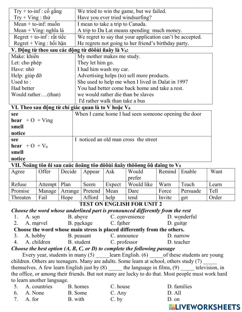 Unit 2: English 10 worksheet | Live Worksheets