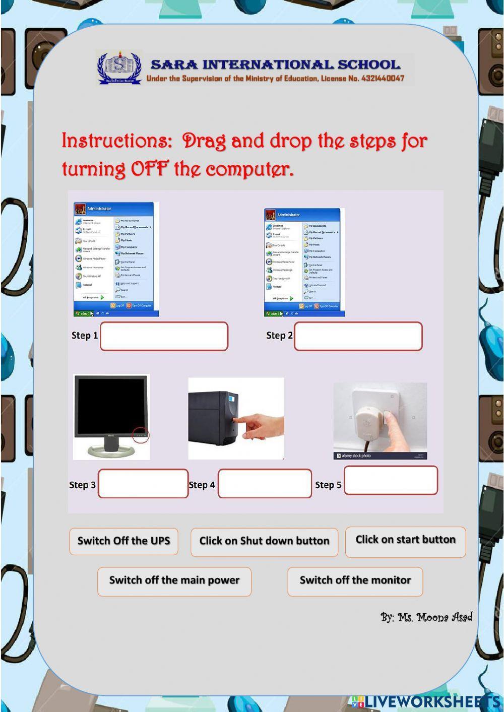 Turning off the… | Free Interactive Worksheets | 1525633