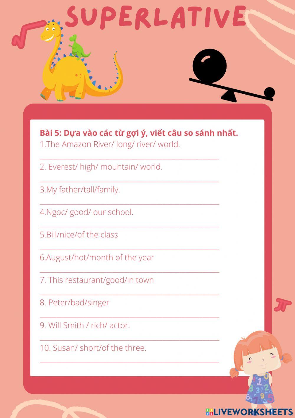 Superlatives online exercise for 9 | Live Worksheets