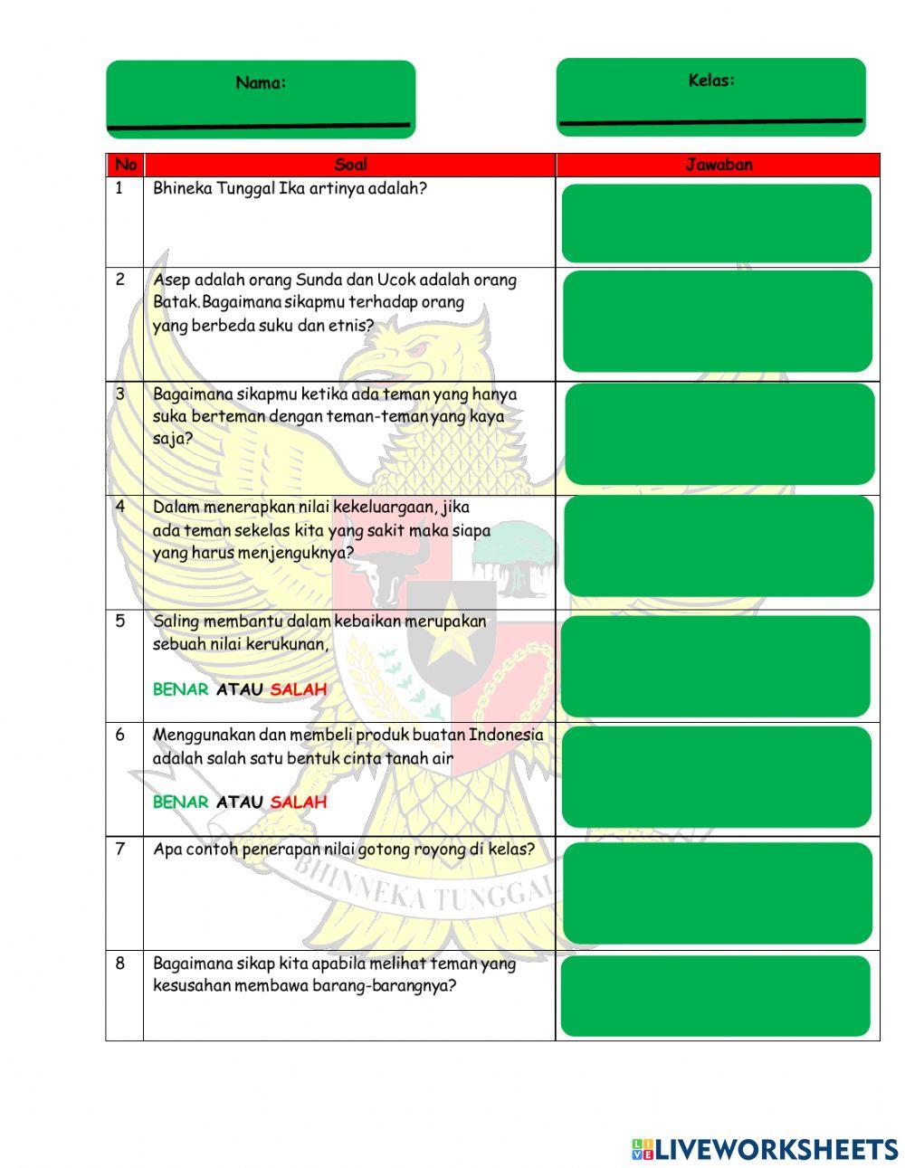 Kuis PPKn | Free Interactive Worksheets | 1525793