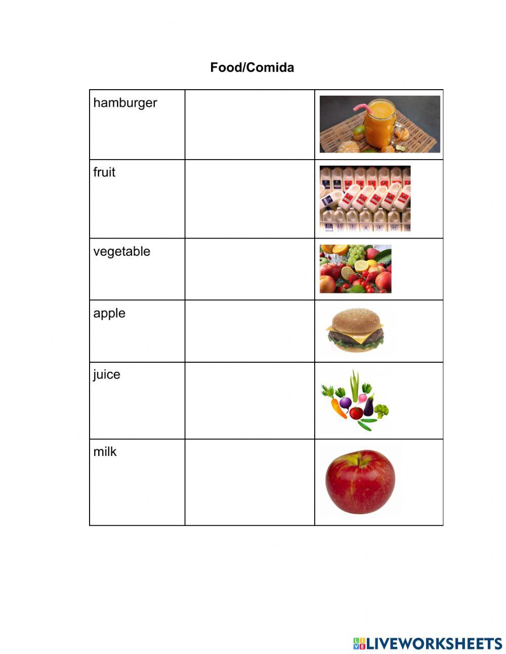 ENL Foods worksheet | Live Worksheets