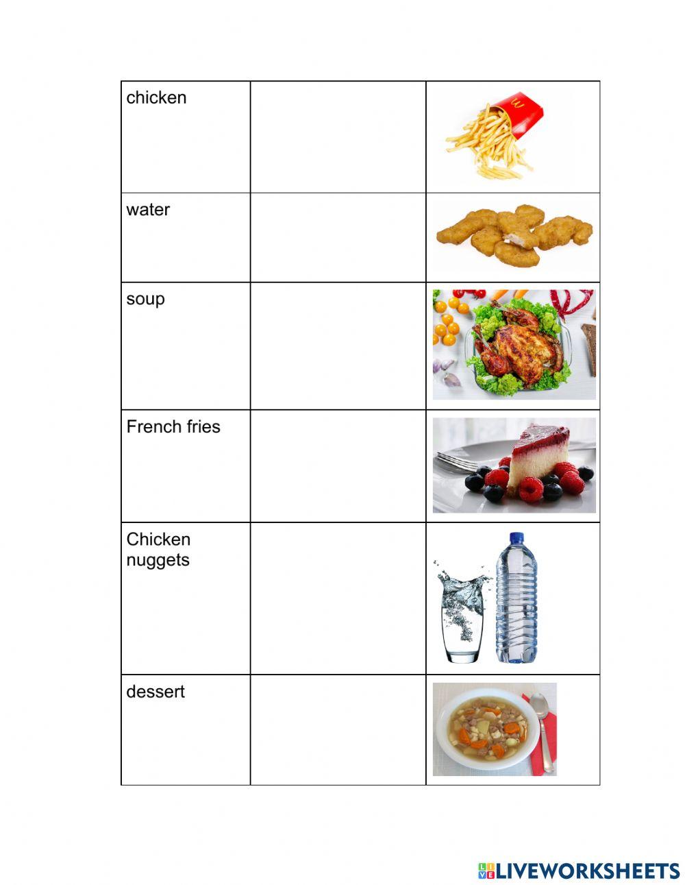 ENL Foods worksheet | Live Worksheets