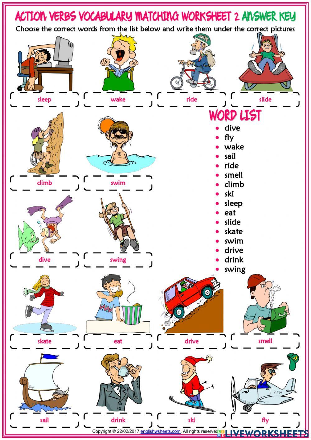 Action Verbs online exercise for | Live Worksheets