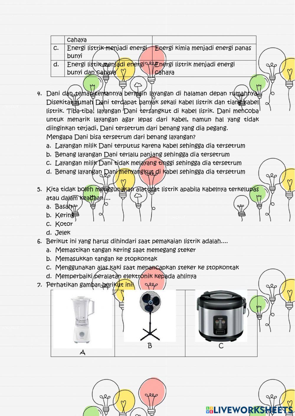 Liveworksheet Tematik muatan IPA Kelas 4 Tema 2 Subtema 2 worksheet | Live Worksheets
