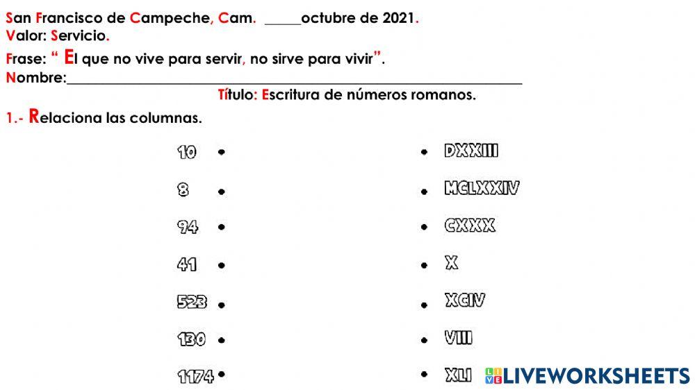 Números romanos online exercise for 5TO | Live Worksheets