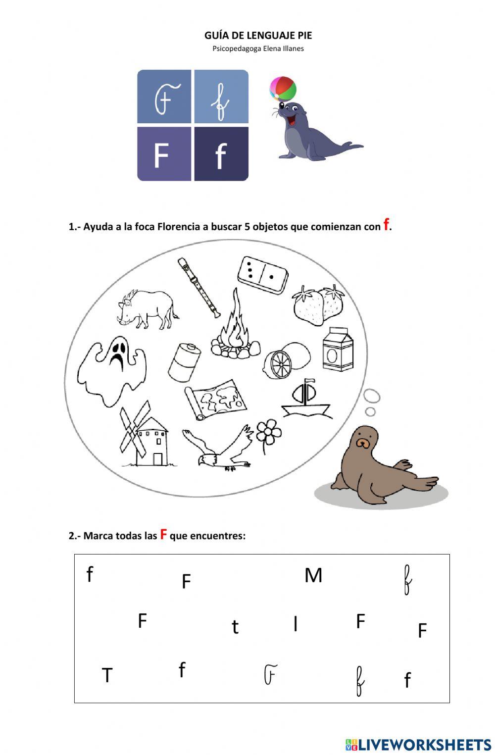 Letra F exercise for 1 | Live Worksheets