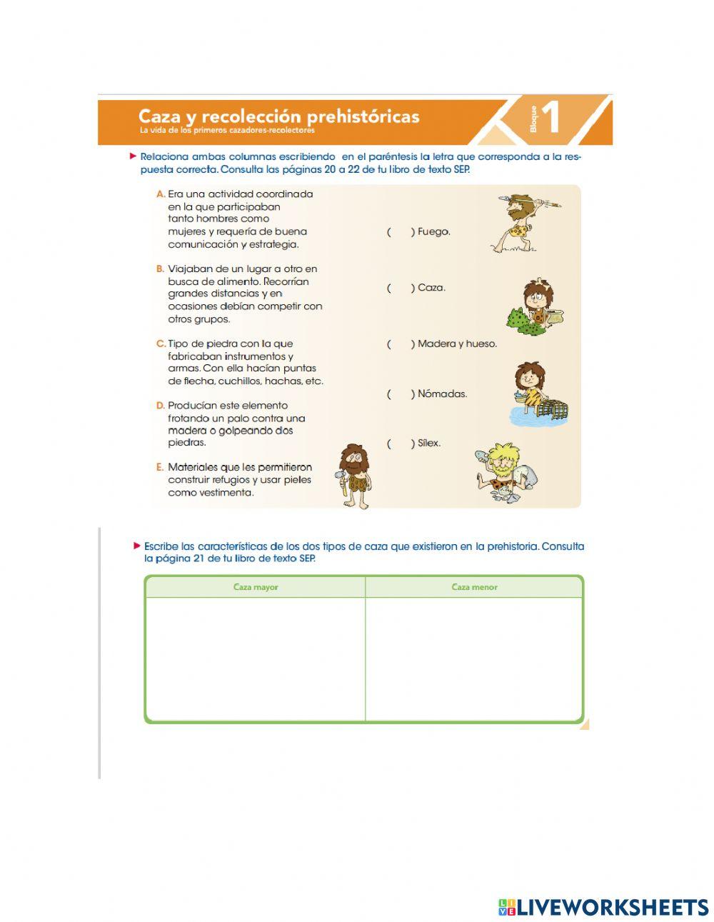La vida de los primeros cazadores-recolectores interactive worksheet ...