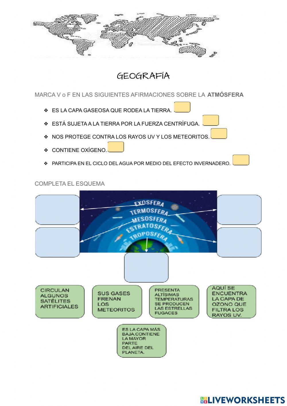 Atmósfera, clima y tiempo meteorológico worksheet | Live Worksheets