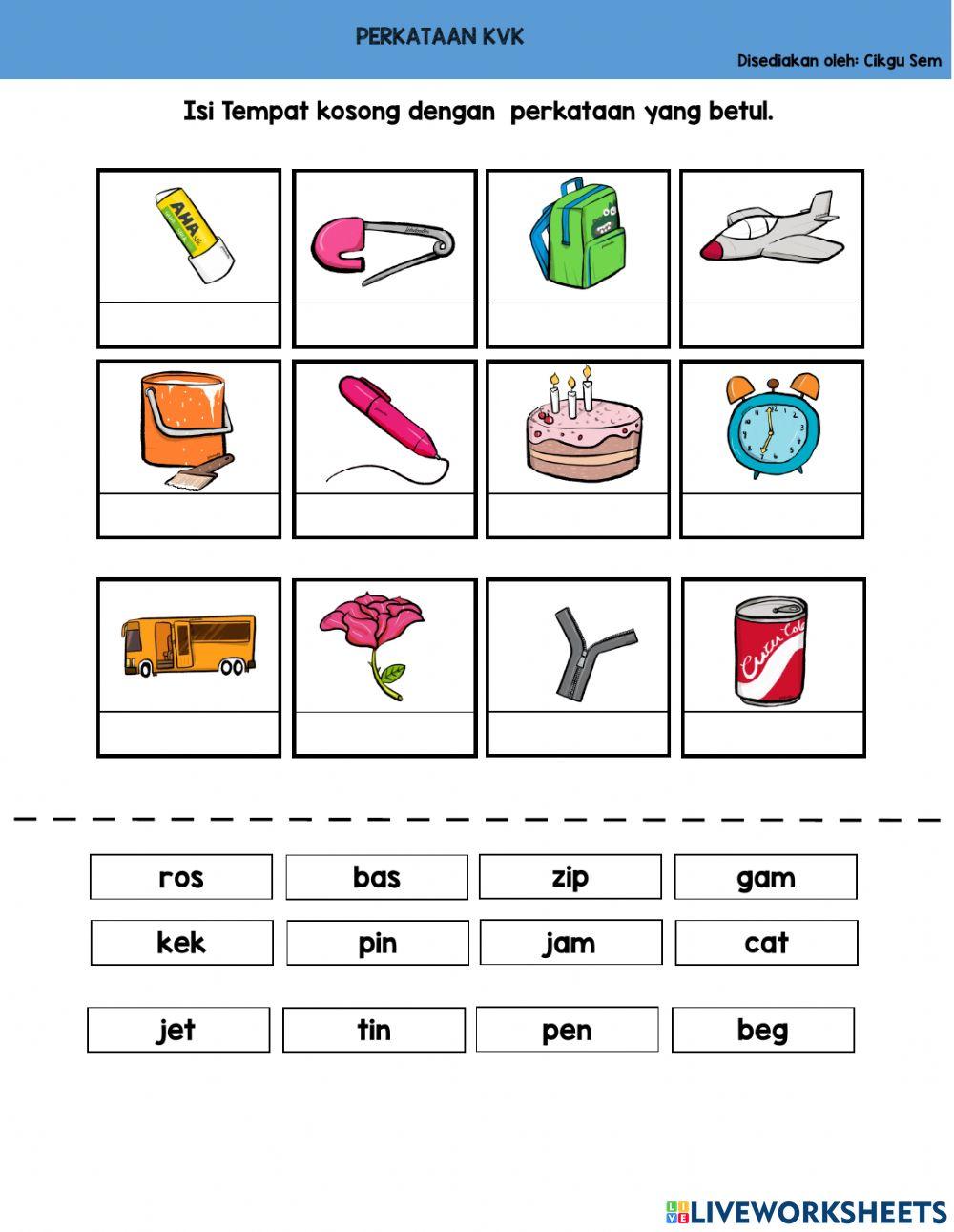 Perkatann kvk worksheet | Live Worksheets