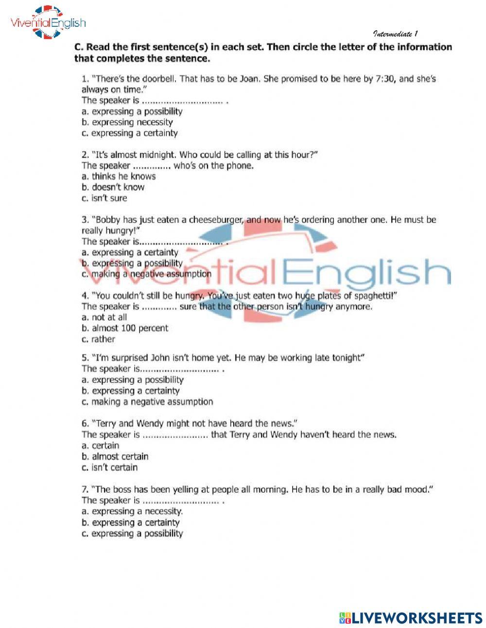 Int1 - modals of posibility and certainty pages 27 &28