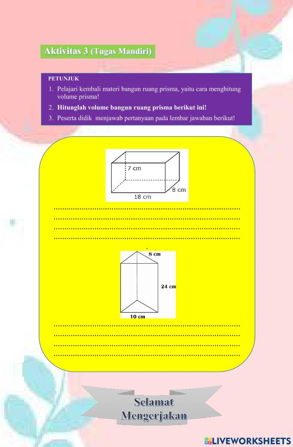 Latihan Matematika Bangun Ruang Prisma 3444792 | Ritta