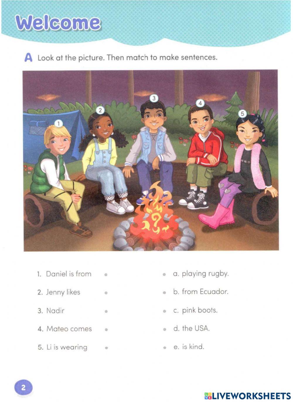 HANG OUT 6 UNIT WELCOME P 4 - 7 online exercise for | Live Worksheets