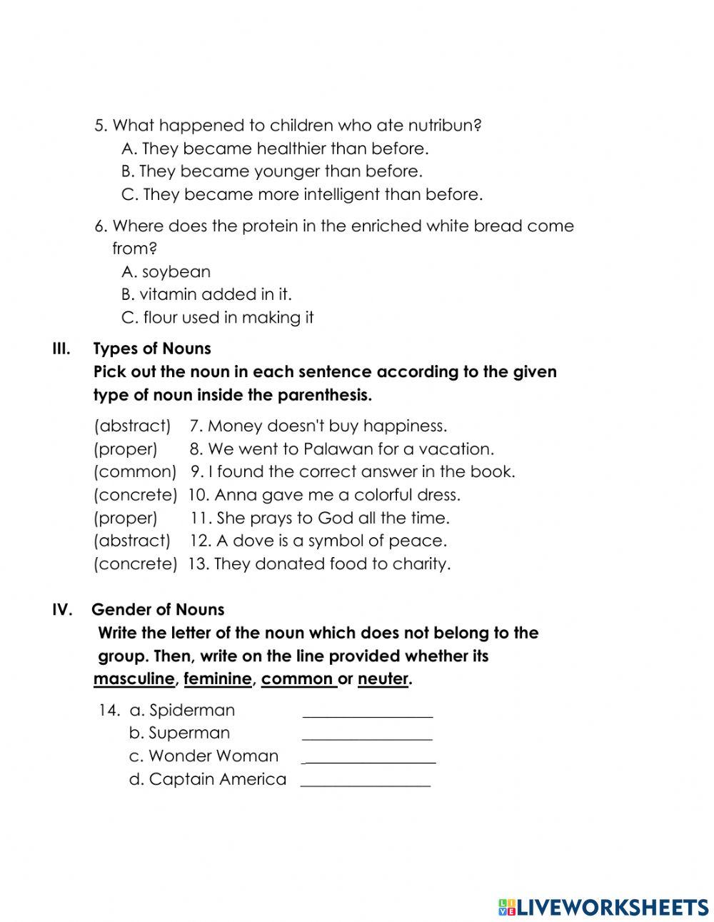 First Quarter Exam worksheet | Live Worksheets